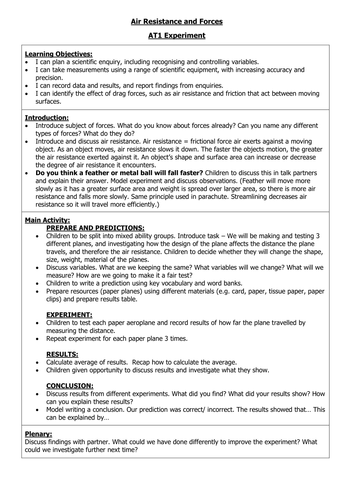 Air Resistance Experiment | Teaching Resources