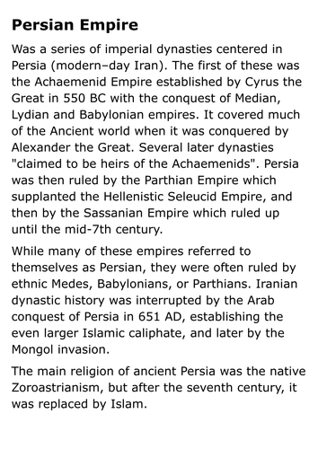 Persian Empire Handout | Teaching Resources