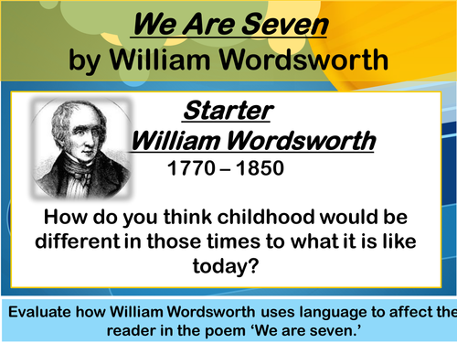 We are Seven (William Wordsworth.) | Teaching Resources