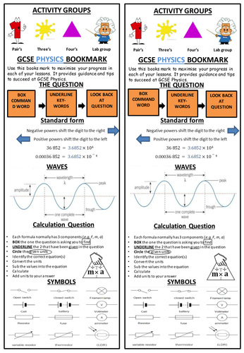 GCSE Physics bookmark for the 1-9 specification | Teaching Resources