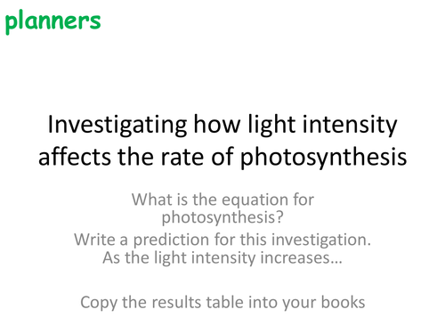 Investigating how light intensity affects the rate of photosynthesis ...