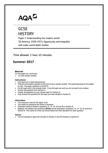AQA GCSE 9-1 History exam | Teaching Resources AQA GCSE 9-1 History exam | Teaching Resources