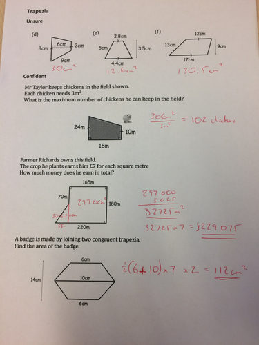 Area of a Trapezium | Teaching Resources
