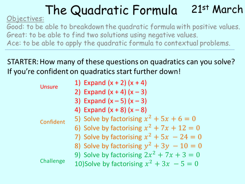 Quadratic Formula | Teaching Resources Quadratic Formula | Teaching Resources