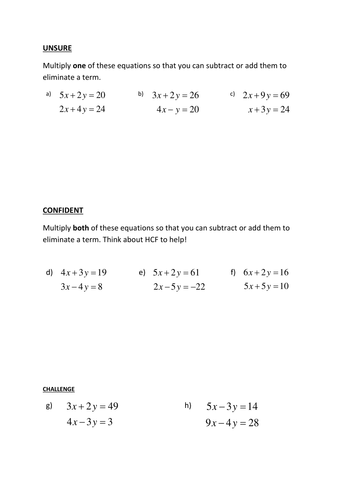 Introducing Simultaneous Equations | Teaching Resources Introducing Simultaneous Equations | Teaching Resources