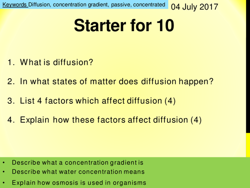 GCSE Biology Osmosis Lesson | Teaching Resources