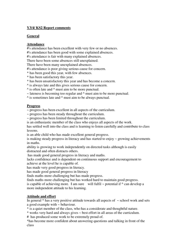 Selection of report writing statements | Teaching Resources