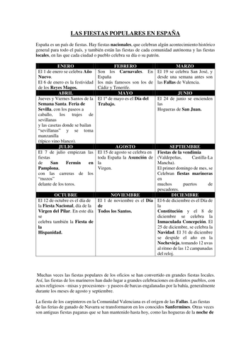 Las fiestas populares: AS A-level Spanish - Reading + activities ...