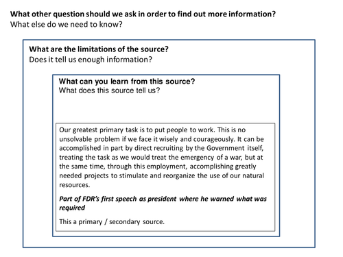 FDR New Deal First Inaugural Address Source Analysis Activity ...