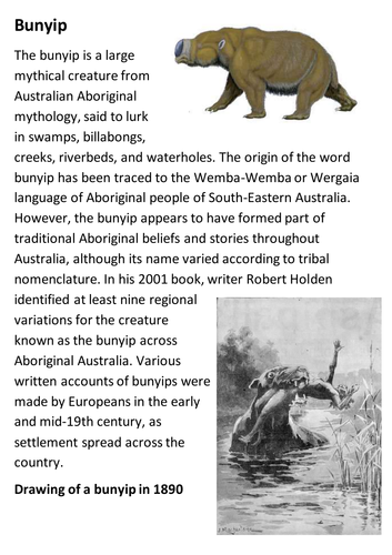 Bunyip Handout | Teaching Resources