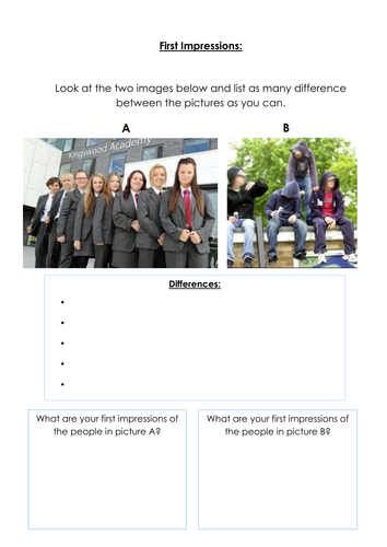 Positive First Impressions: Complete leson (1 Hour). KS2/KS3 | Teaching ...