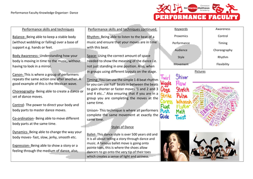 Dance Knowledge Organiser Key Stage 3 by markgrice10 - Teaching ...