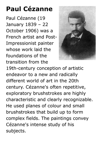 Paul Cézanne Handout | Teaching Resources