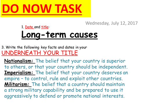 Long-Term Causes of WW1 - Source-Based Lesson | Teaching Resources