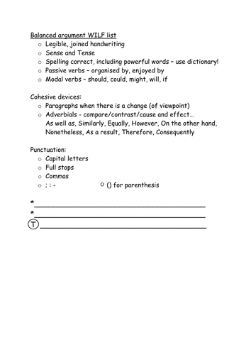 Year 6 discussion text. Writing a balanced argument. | Teaching Resources