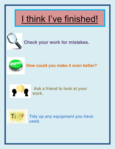 I've finished- what do I do? display poster by richbreeds | Teaching ...