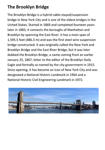 The Brooklyn Bridge Handout | Teaching Resources
