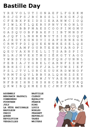 Bastille Day Word Search | Teaching Resources