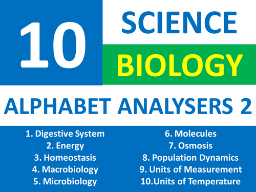 10 Alphabet Brainstorm Analysers 2 Science Biology Starter Homework ...