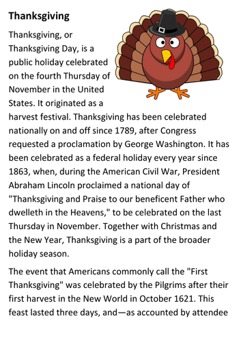 Thanksgiving Handout | Teaching Resources