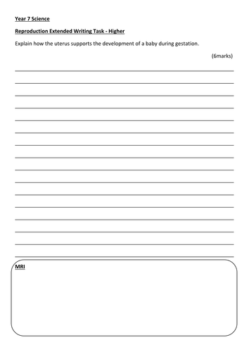 Extended writing task - Reproduction - Higher | Teaching Resources