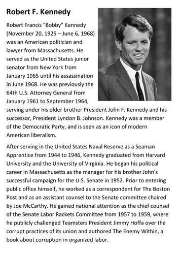Robert F. Kennedy Handout | Teaching Resources