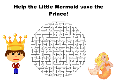 Help the Little Mermaid save the Prince maze puzzle | Teaching Resources