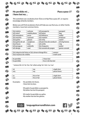 He perdido mi ... (I have lost my ...) | Teaching Resources