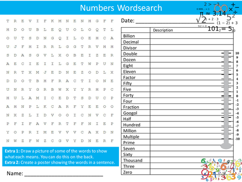 Numbers Wordsearch Starter Activity Maths Numeracy Lifestyle Homework ...
