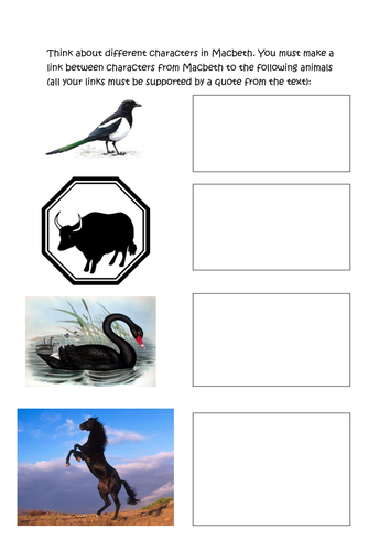 Macbeth animal comparisons | Teaching Resources