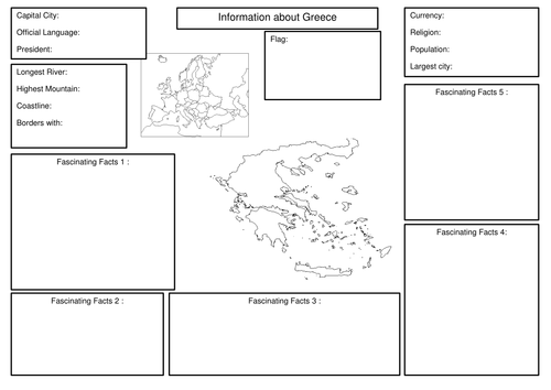 All About Greece - research template | Teaching Resources