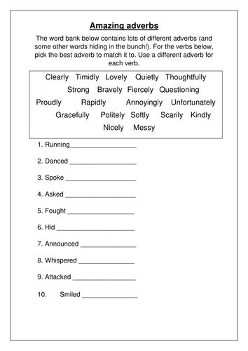 Using appropriate adverbs | Teaching Resources