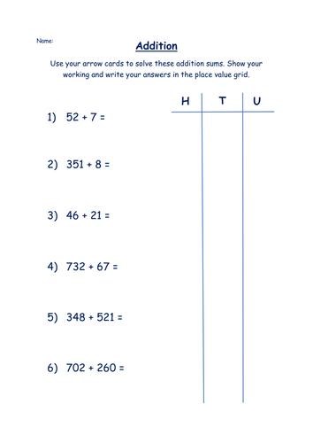 Addtion using place value - up to 3-digits | Teaching Resources