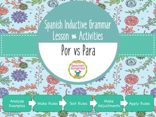 Spanish Inductive Grammar Lesson - Por vs Para | Teaching Resources