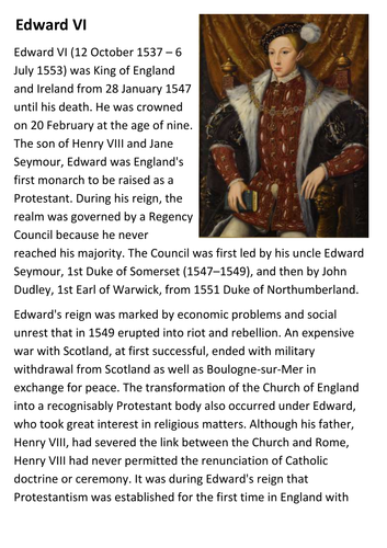 Edward VI Handout | Teaching Resources