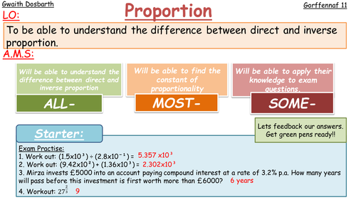 Direct and Inverse Proportion GCSE HIGHER (WHOLE 2 LESSONS) | Teaching ... Direct and Inverse Proportion GCSE HIGHER (WHOLE 2 LESSONS) | Teaching ...