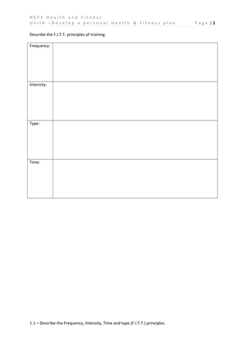 NCFE level 2 Health & Fitness Unit 4 workbook | Teaching Resources