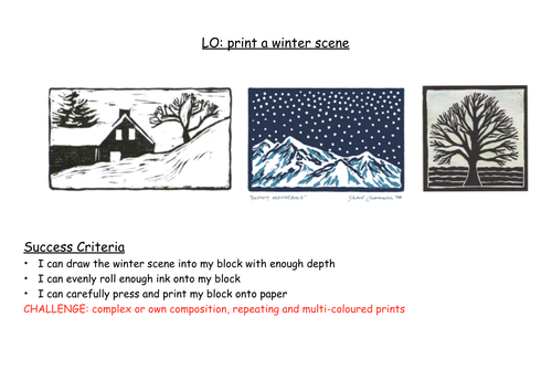 WInter Scene Polystyrene Block Printing | Teaching Resources