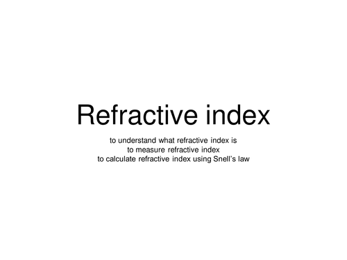 Refractive index including calculation | Teaching Resources