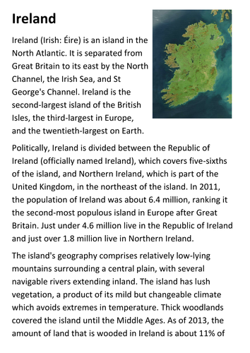 Ireland Handout | Teaching Resources
