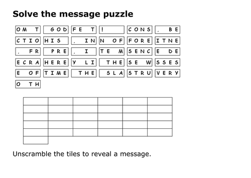 Solve the message puzzle from John Brown | Teaching Resources