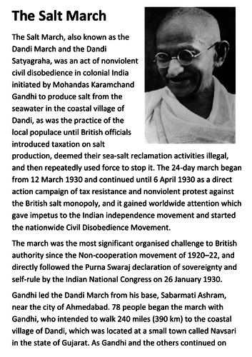 The Salt March Handout | Teaching Resources
