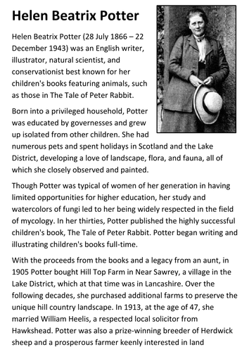 Beatrix Potter Handout | Teaching Resources