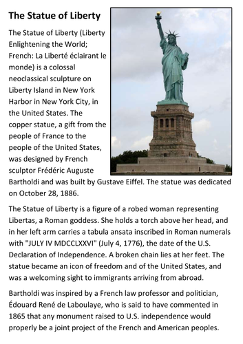 The Statue of Liberty Handout | Teaching Resources