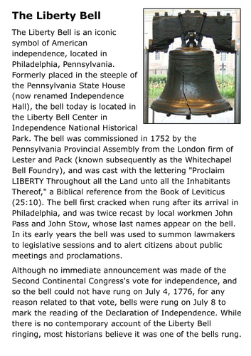 The Liberty Bell Handout | Teaching Resources