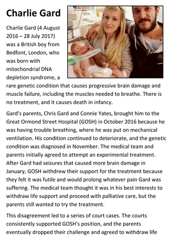 Charlie Gard Handout | Teaching Resources