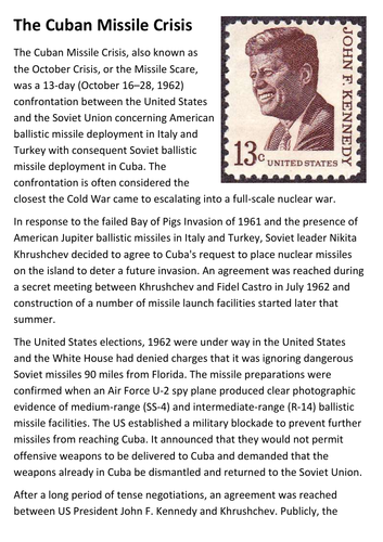 The Cuban Missile Crisis Handout | Teaching Resources