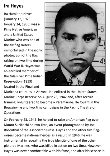Ira Hayes - Iwo Jima Handout | Teaching Resources