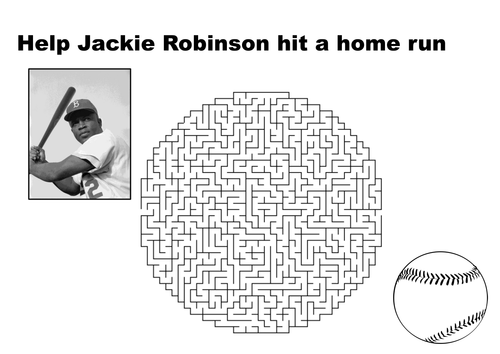 Help Jackie Robinson hit a home run maze puzzle | Teaching Resources
