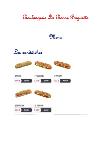 Le menu du cafe - French cafe menu, to practise ordering food Year 7 ...